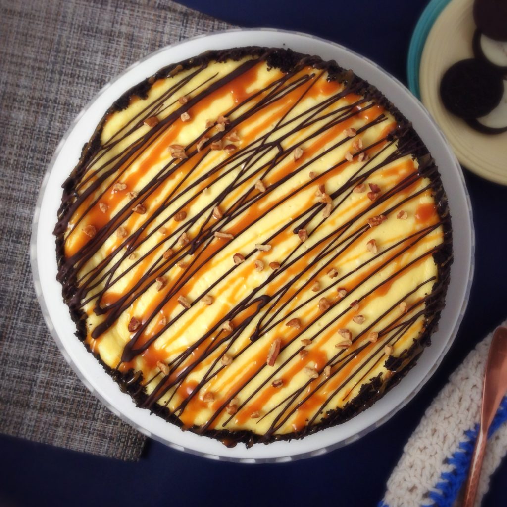 Turtle Cheesecake with OREO Crust - My Sweet Precision