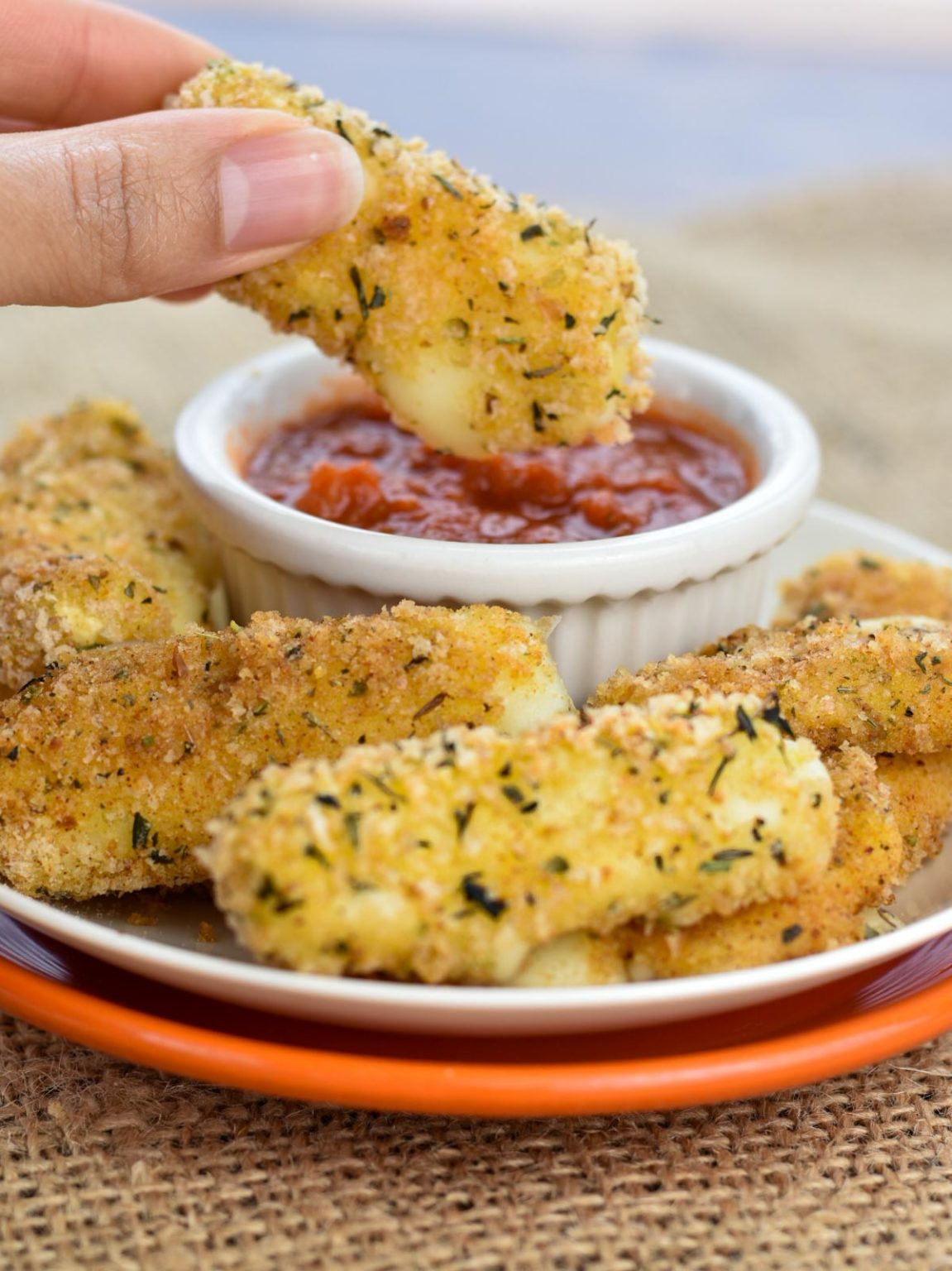 Healthy Baked Mozzarella Sticks - My Sweet Precision