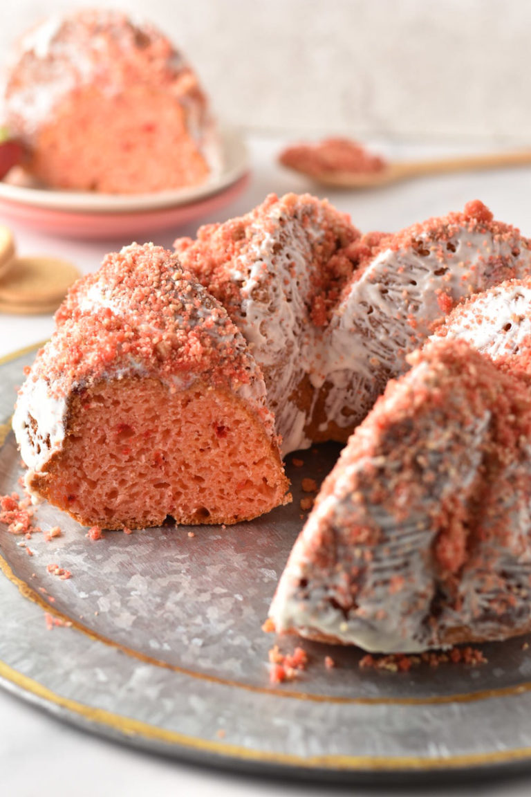 Strawberry Oreo Crunch Pound Cake - My Sweet Precision