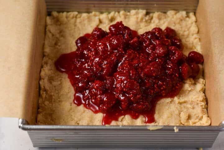 Raspberry Chocolate Crumble Bars - My Sweet Precision